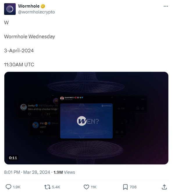 Wormhole to Distribute 617.3M W Tokens in Cross-Chain Airdrop on April 3