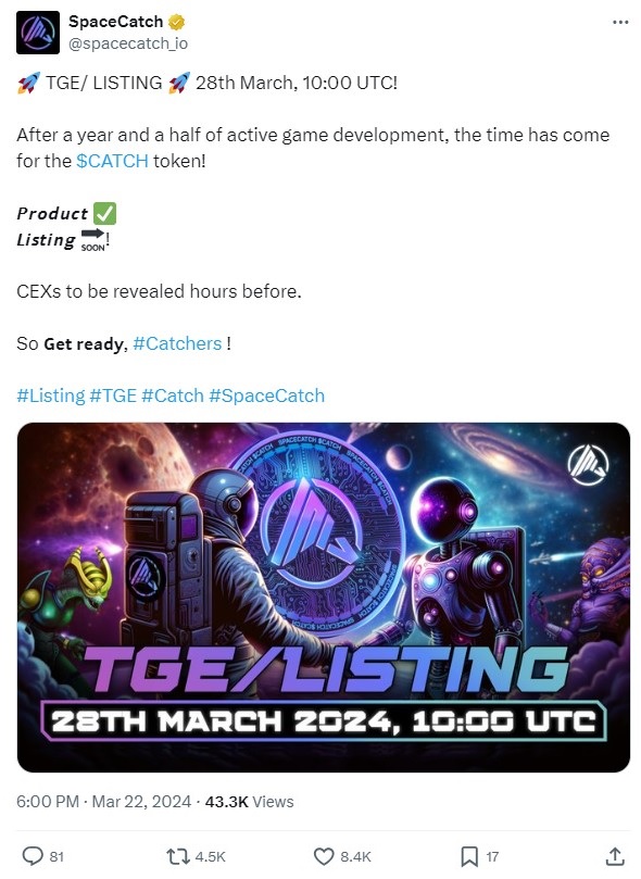 SpaceCatch Unveils CATCH Token Launch: Revolutionizing GameFi Landscape